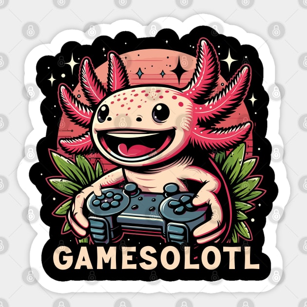 Gamesalotl Axolotl Gamer - Gamer - Sticker | TeePublic