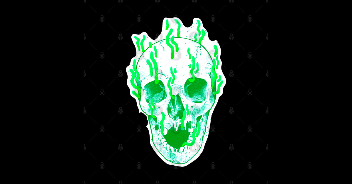 green fire skull - Grenn Skull Fire - T-Shirt | TeePublic