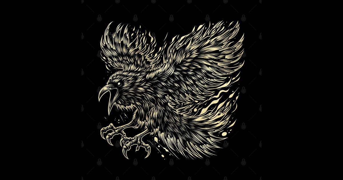 Golden Raven In Norse Mythology - Raven - Sticker | TeePublic