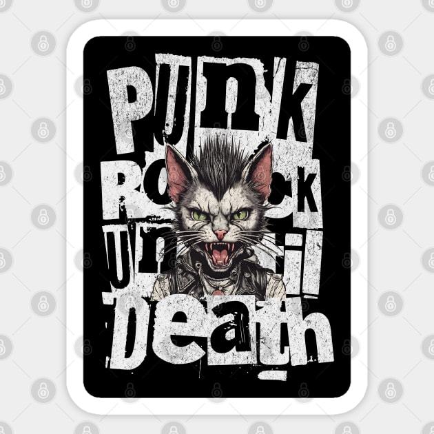 Punk Rock Until Death - Punk Cat - Sticker | TeePublic