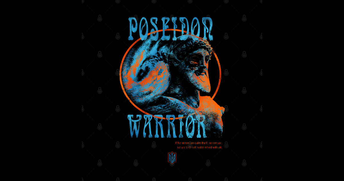 Poseidon Warrior v3 - Mythology - Sticker | TeePublic