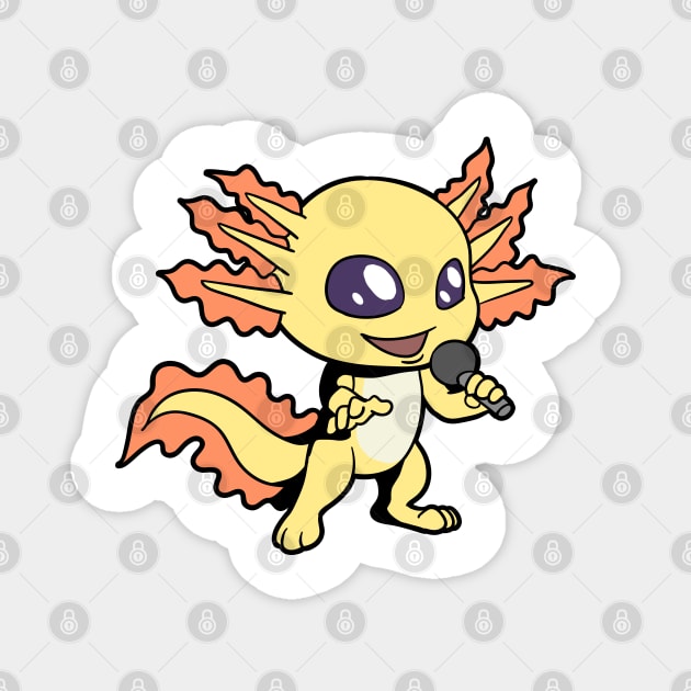 Singing amphibian with microphone - axolotl - Axolotl Singer - Magnet ...