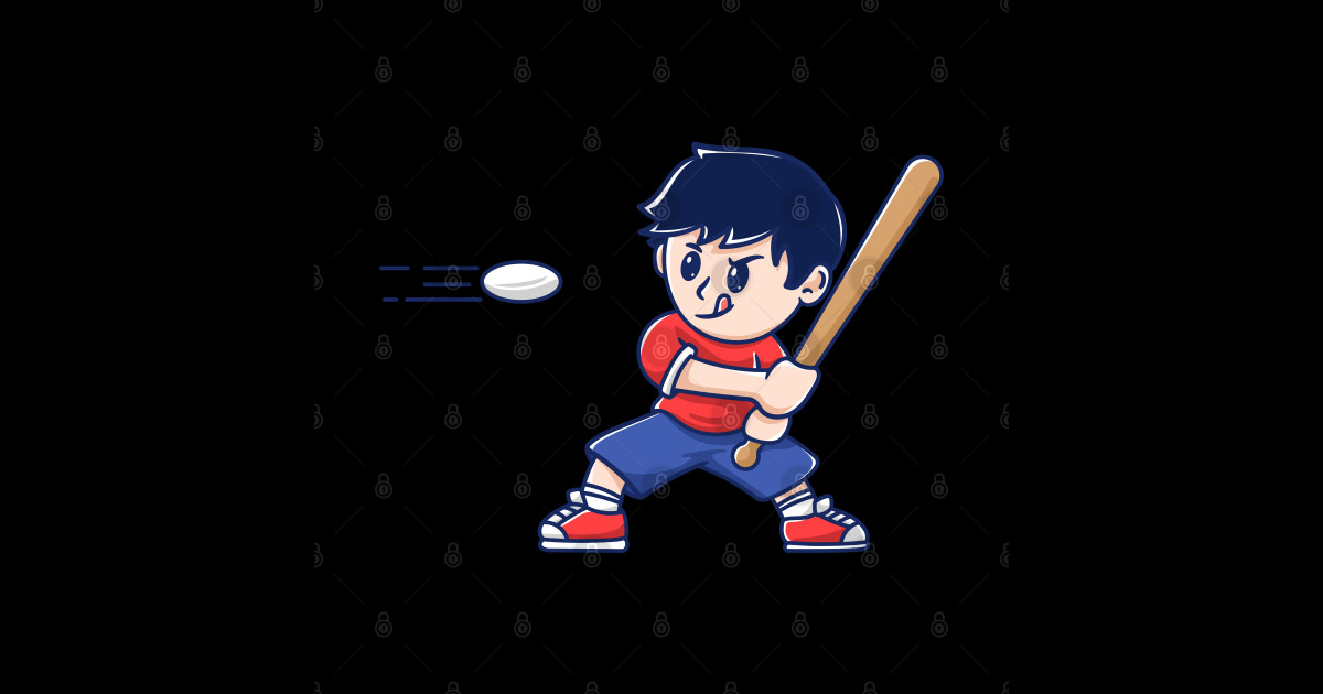 Boy Plaing Basball Cartoon - Baseball - Sticker | TeePublic