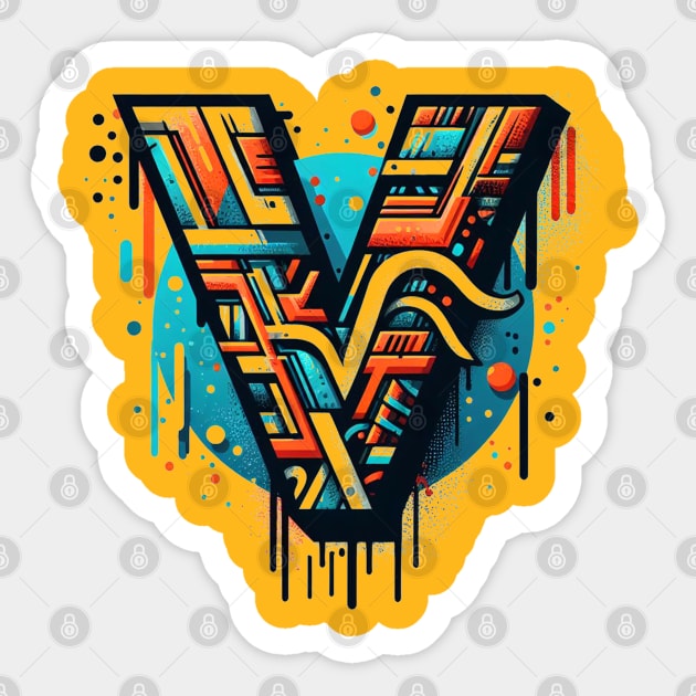 Letter V design graffity style - Letter V Design - Sticker | TeePublic