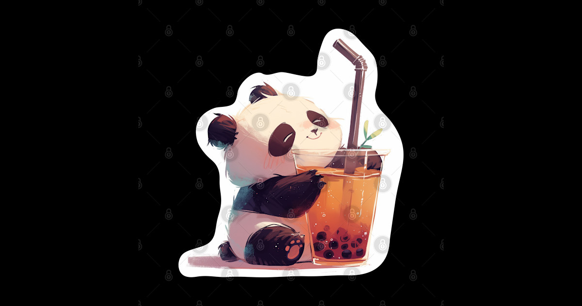 Boba Tea Panda tea Break - Cute Animal Print - Boba Tea Lover - Sticker ...