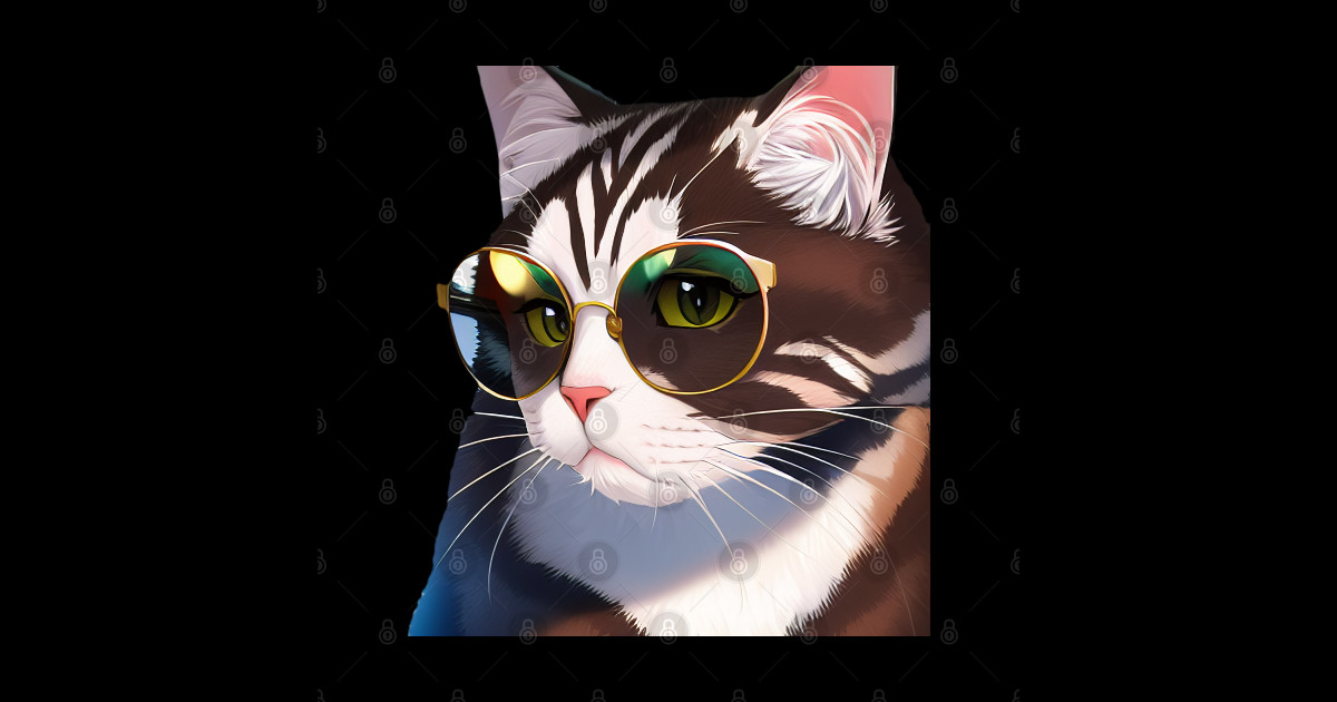 Smart Cat Wearing Glasses Sticker - Smart Cat Sticker - Sticker | TeePublic