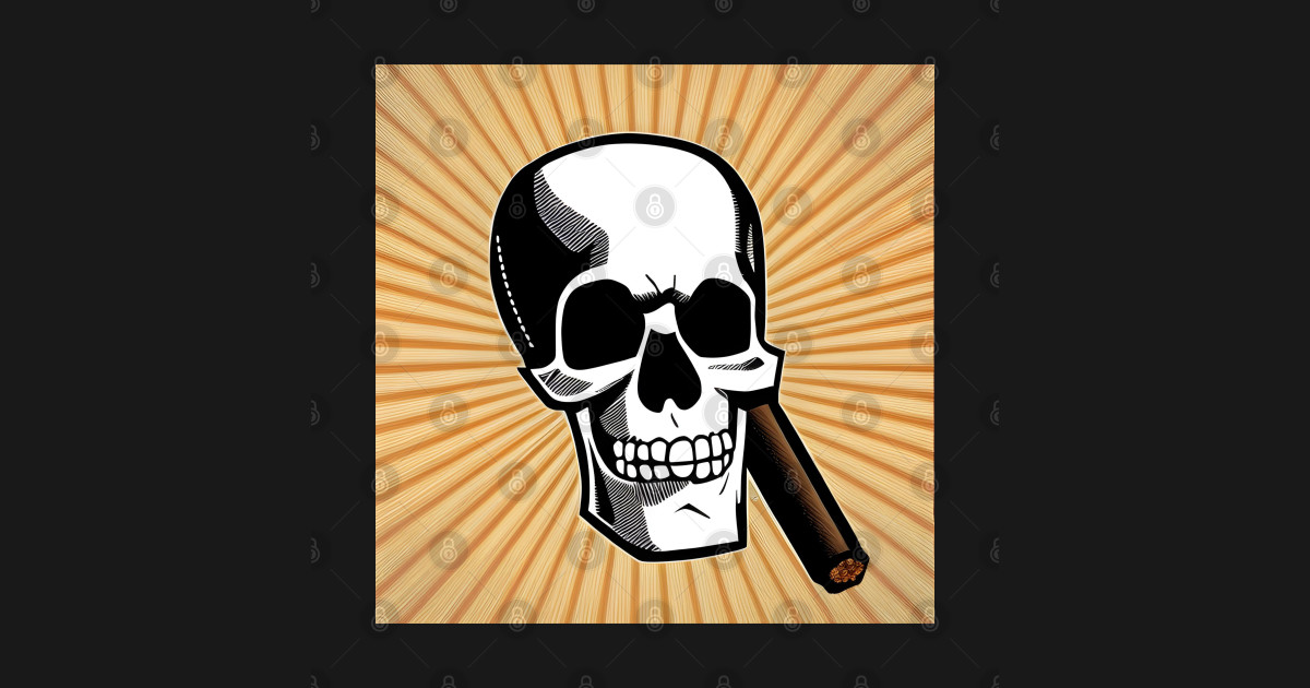 Skeleton with a cigar - Skull Design - T-Shirt | TeePublic