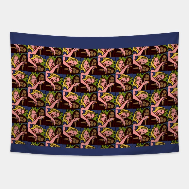 Woman Yelling at Cat Memes Pattern - Pattern - Tapestry | TeePublic