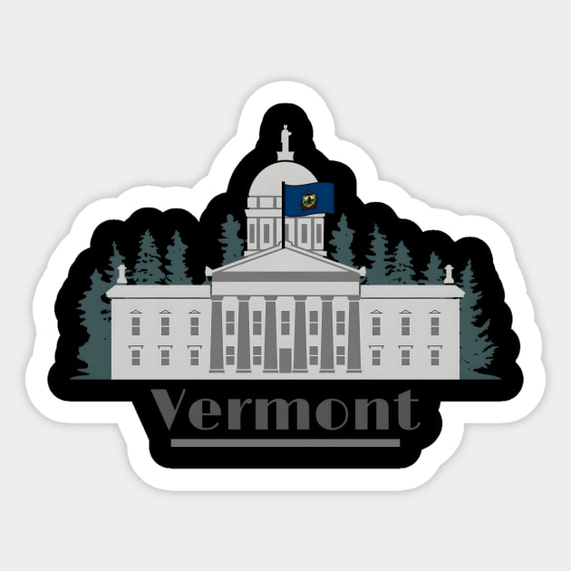 Vermont State House - Vermont Lover - Sticker | TeePublic