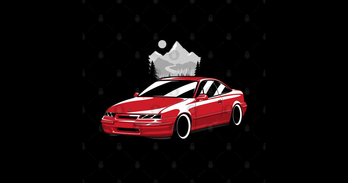 Red Opel Calibra Classic Coupe - Calibra - Sticker | TeePublic