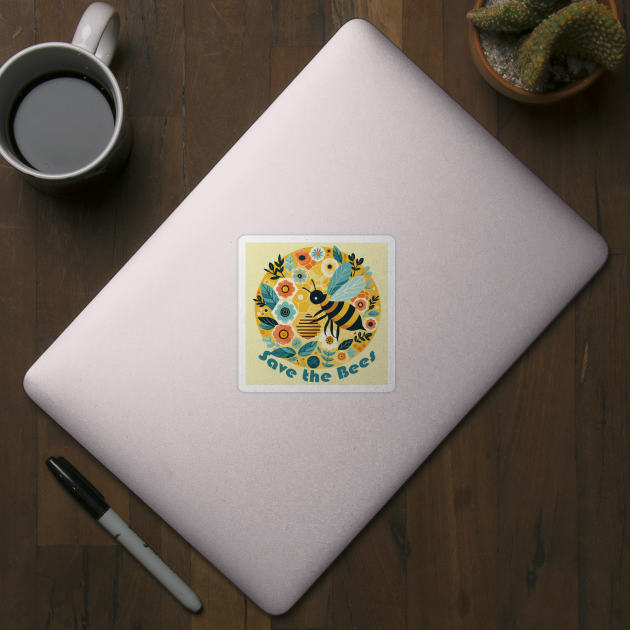 Earth Day Bee and Flowers - Save The Bees - Sticker | TeePublic