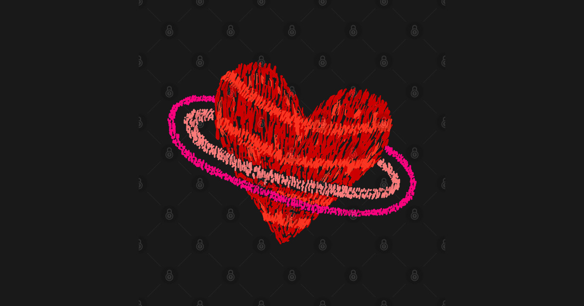 Heart Saturn Planet with Ring Brush Strokes Post Impressionism Art ...