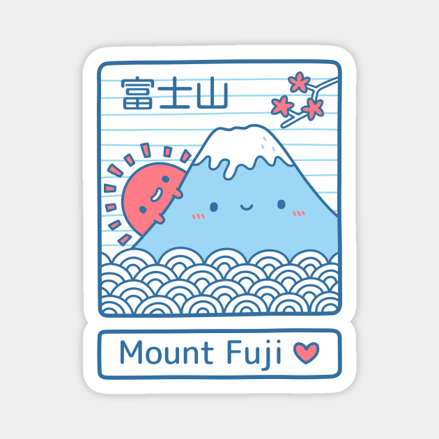 Kawaii Mount Fuji and Sun - Mount Fuji - Magnet | TeePublic