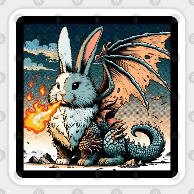 fire breathing bunny dragon #01 - Bunnydragon - Sticker | TeePublic