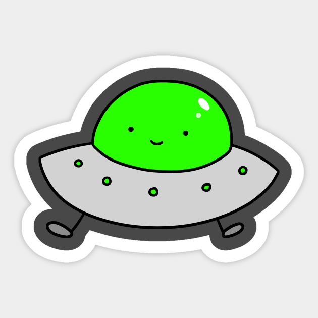 Cute Smiling UFO - Ufo - Sticker | TeePublic