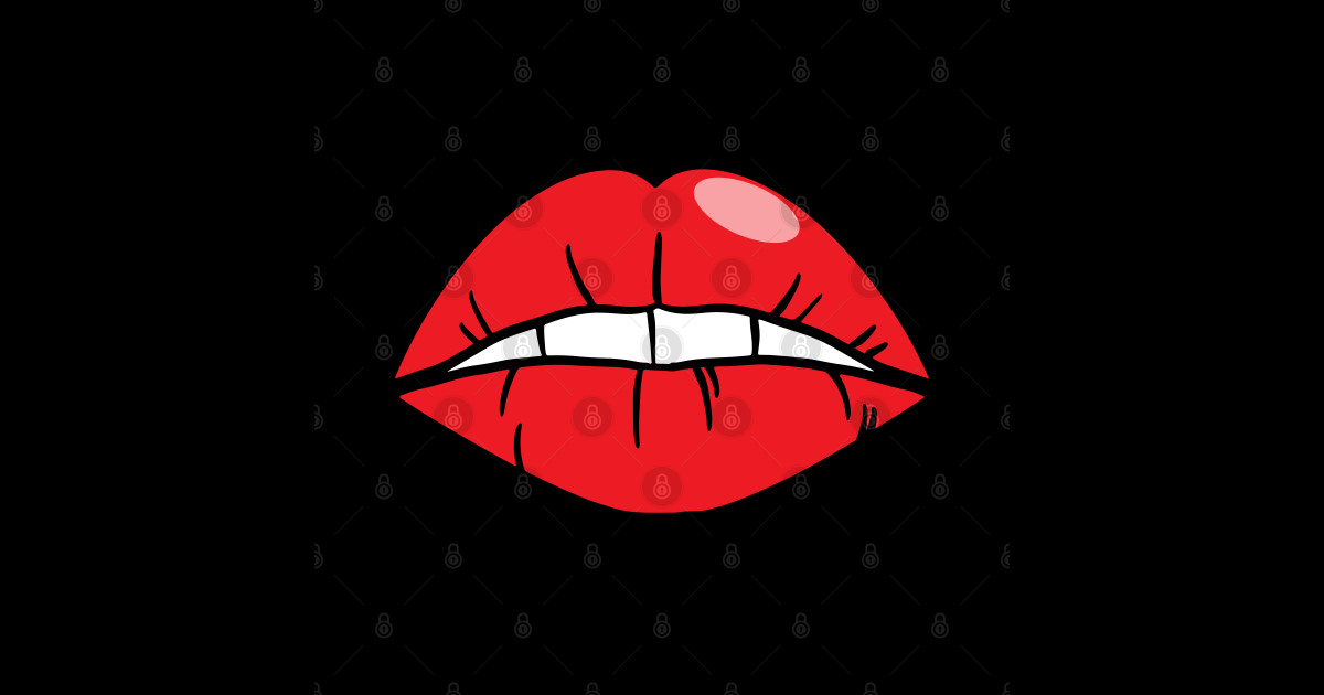 red lip cartoon drawing - Lips - Sticker | TeePublic