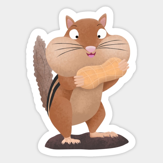 Cute funny big cheeks chipmunk cartoon - Chipmunk - Sticker | TeePublic