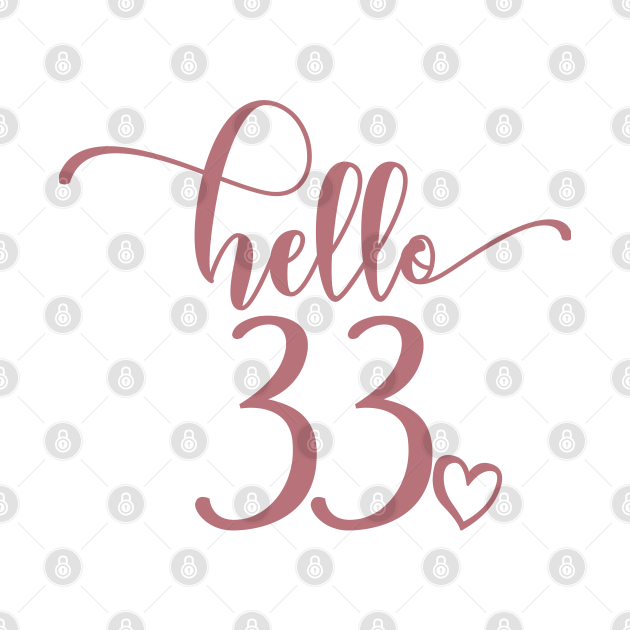 Hello 33 - Cute 33rd Birthday Gift For Men & Women - 33rd Wedding ...