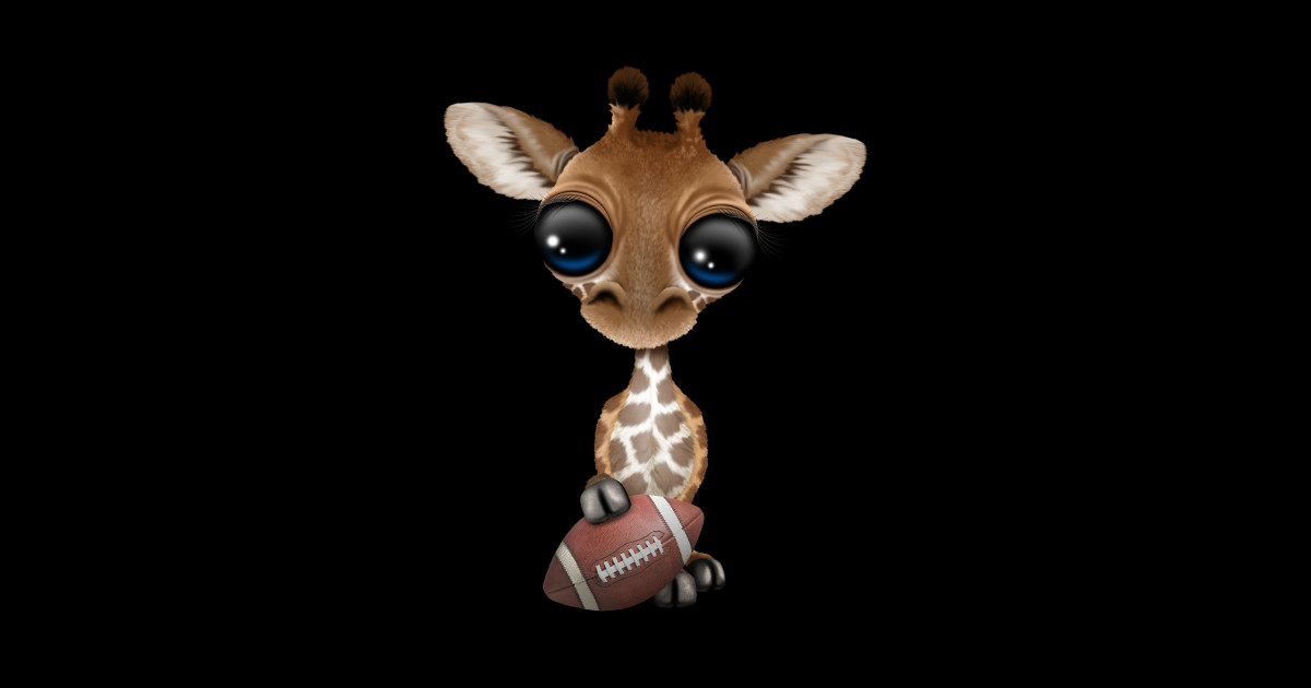 Cute Baby Giraffe Playing With Football - Football - Posters and Art ...