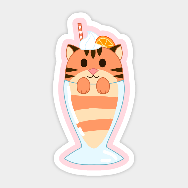orange tiger shake - Food Animal - Sticker | TeePublic