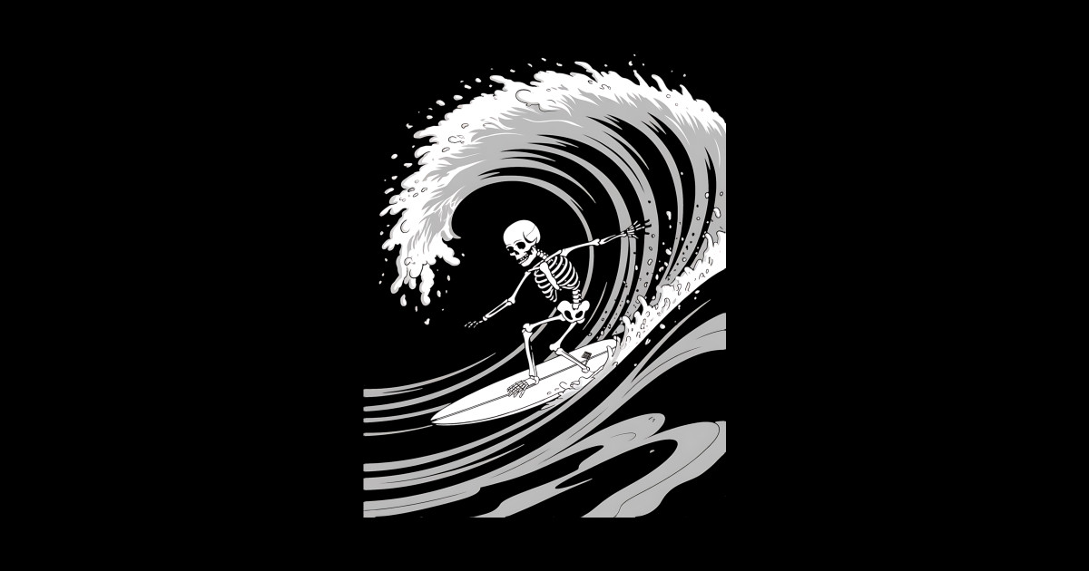 Skeleton Skull Surfer Creepy Beach Summer Goth Vacation - Skeleton ...
