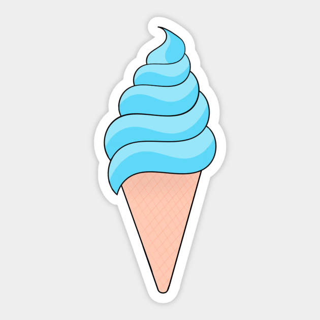 Blue ice cream with cone - Cute Food - Sticker | TeePublic