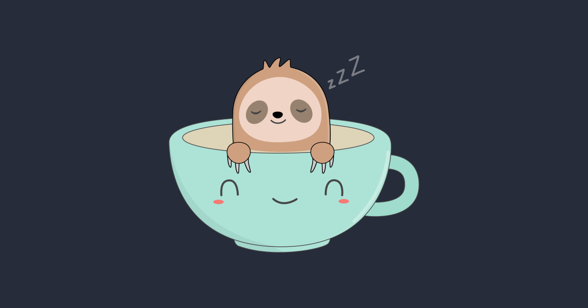 Cute Kawaii Sloth Coffee T-Shirt - Cute Sloth - T-Shirt | TeePublic