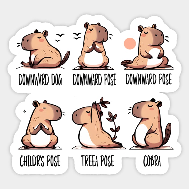 Zen Capybara Yoga Poses Illustration Set - Capybara Yoga Series Playful ...