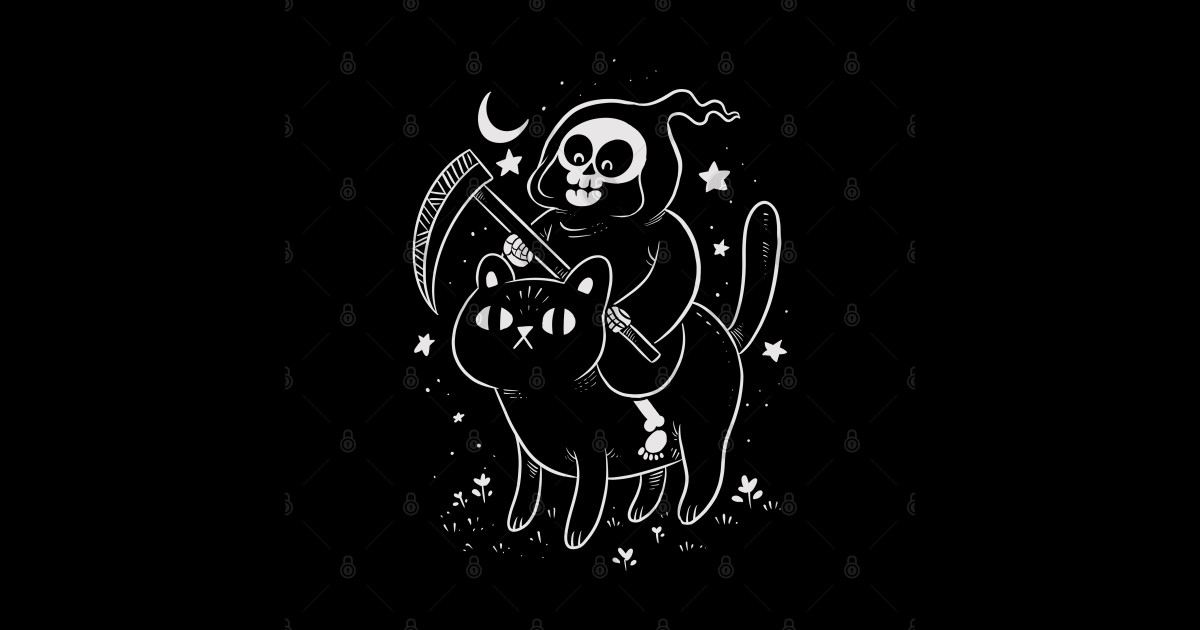 grim reaper and cat - Grim Reaper And Cat - Sticker | TeePublic