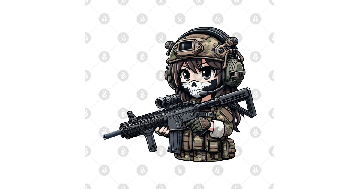Tactical Chibi Girl - Chibi - T-Shirt | TeePublic