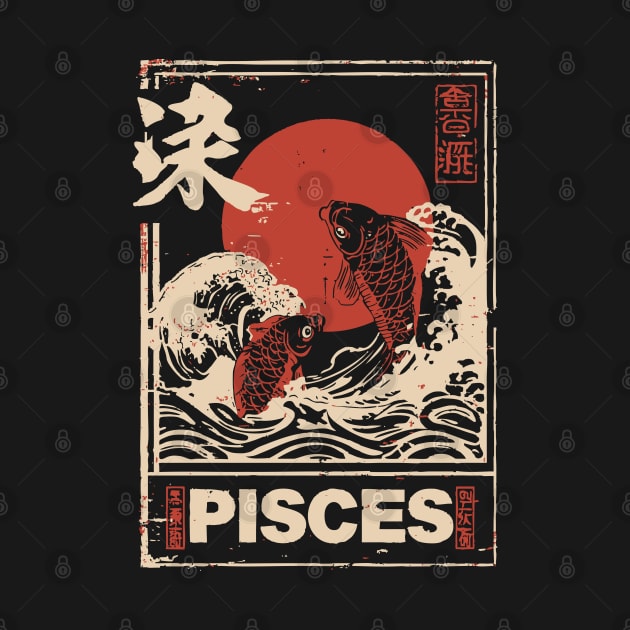 Pisces Zodiac Poster – Dreamy Japanese Koi Fish Art Print - Pisces - T ...
