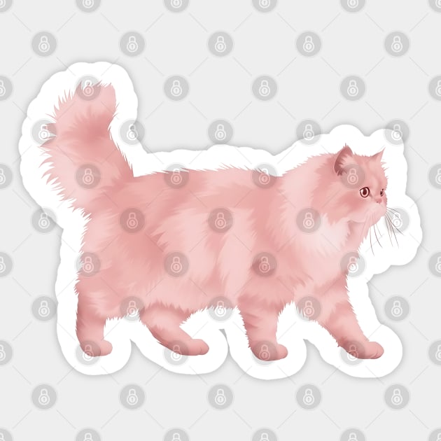 Pink Persian Cat. - Pink Persian Cat - Sticker | TeePublic