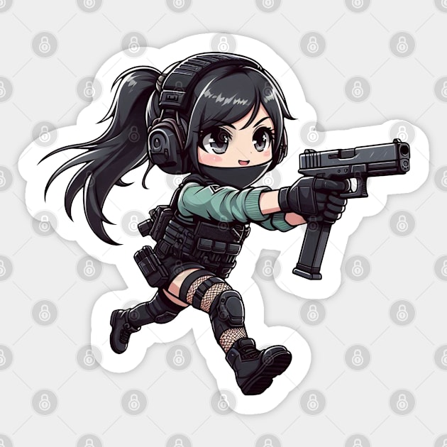 Tactical Chibi Girl - Chibi - Sticker | TeePublic