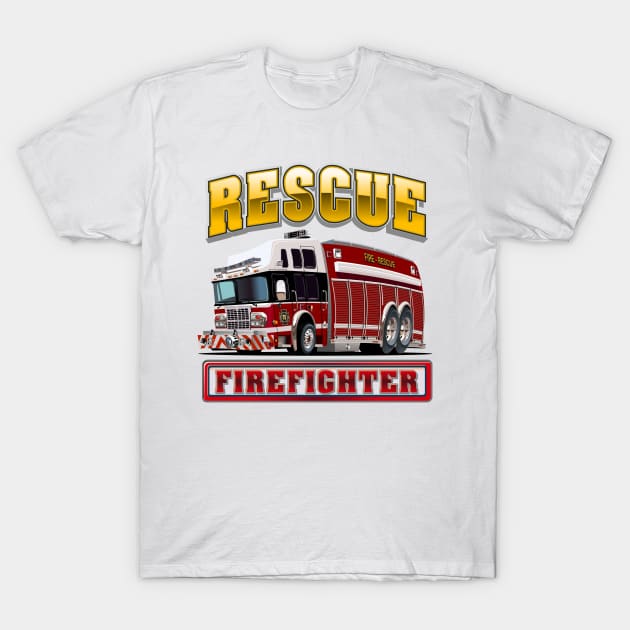 Cartoon Fire Truck - Firetruck - T-Shirt | TeePublic