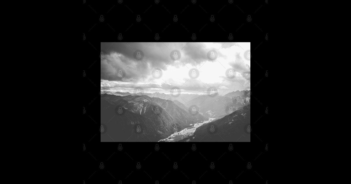 Black and white valley - Italian Alps - Valley - Sticker | TeePublic