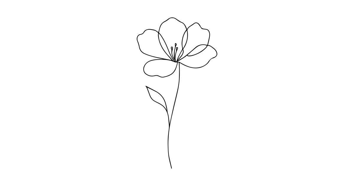 Single Stem Flower Minimalist Line Art - Single Line Flower - T-Shirt ...