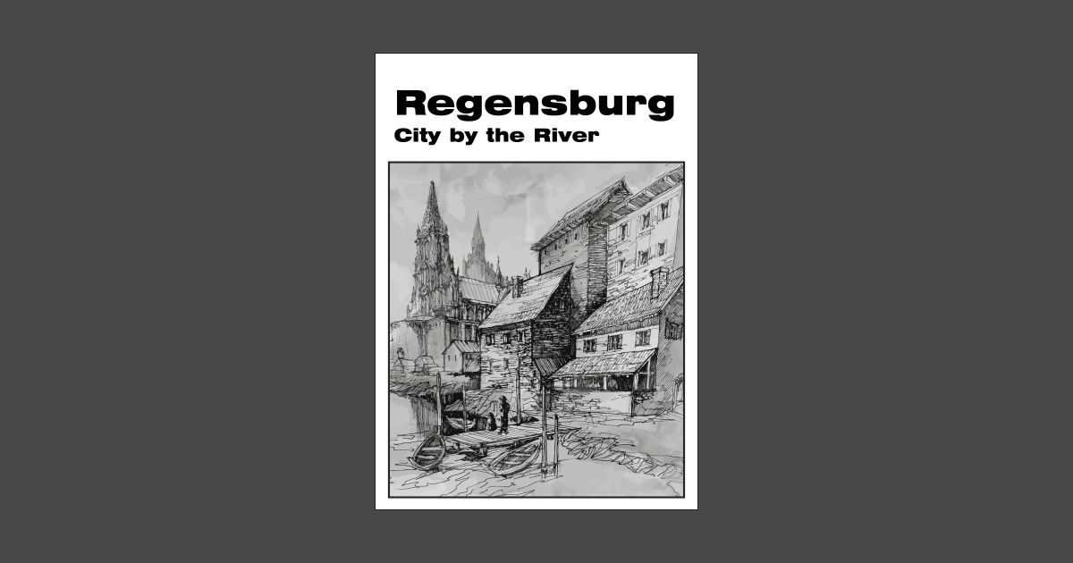 REGENSBURG / Old Town City by the River Sketch - Germany - T-Shirt ...