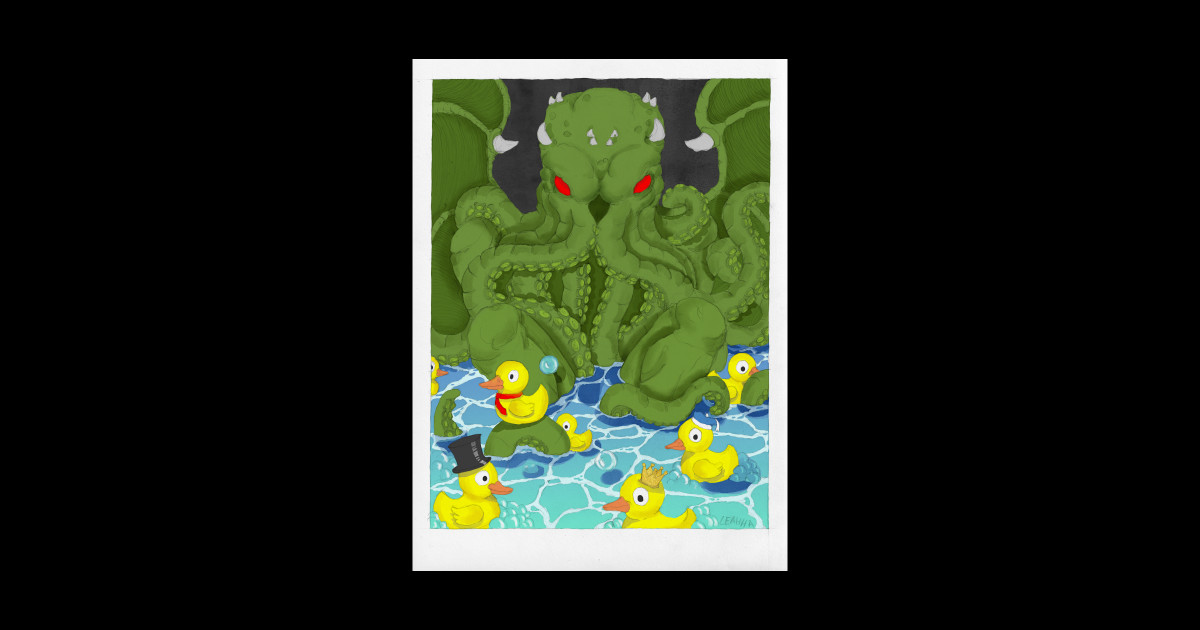 Cthulhu Takes A Bubble Bath Rubber Duck Sticker Teepublic