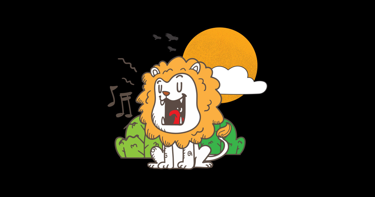 Happy Lion Singing - Lion - Sticker | TeePublic