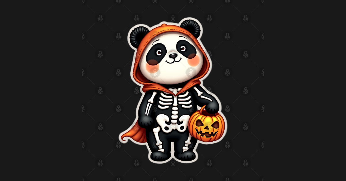 Lovely Panda Skeleton Halloween Illustration - Kawaii Panda Halloween ...
