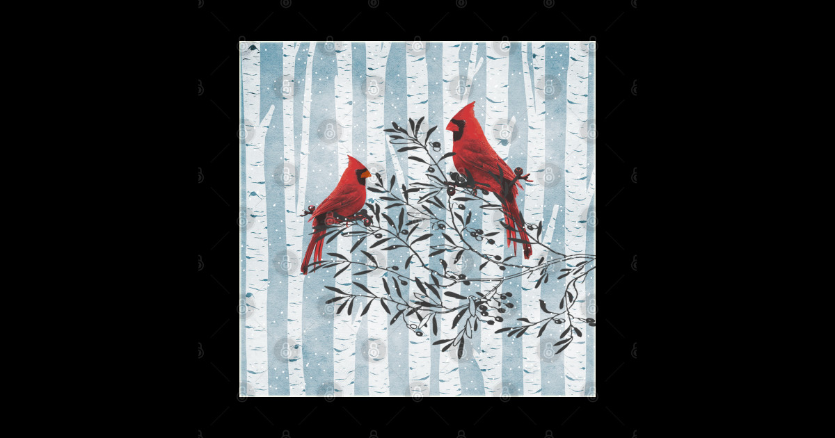 Cardinal Bird Art, Spiritual Messengers Birds and Birch Trees, Snow ...