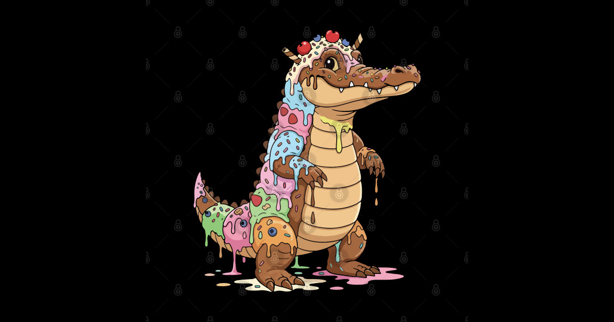 Alligator ice cream drip - Ice Cream Drip - Sticker | TeePublic