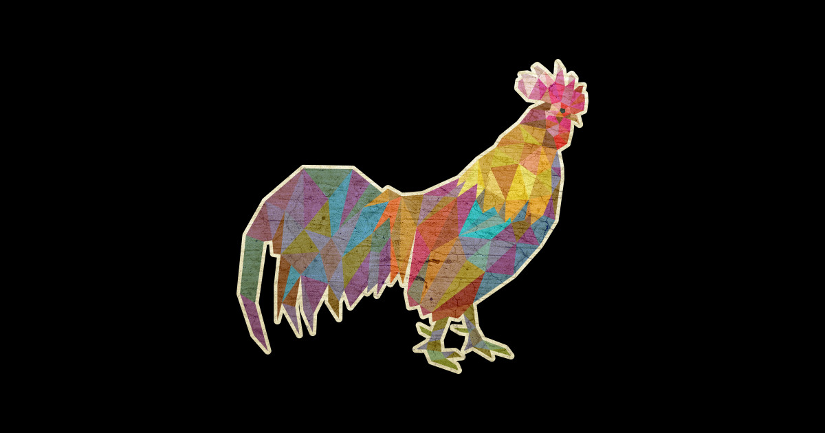 Rooster Lowpoly - Rectangle - T-Shirt | TeePublic