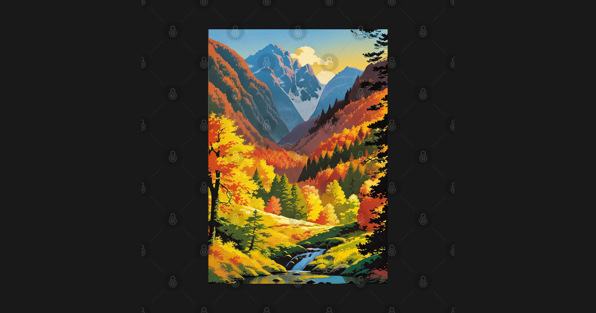 Stable Diffusion Fall Foliage Scene - Stable Diffusion - T-Shirt ...