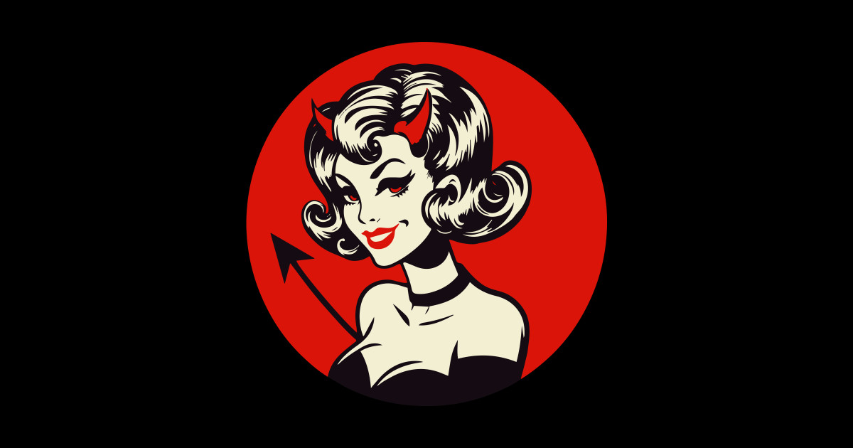 Retro She Devil - Retro Devil Girl - Sticker | TeePublic