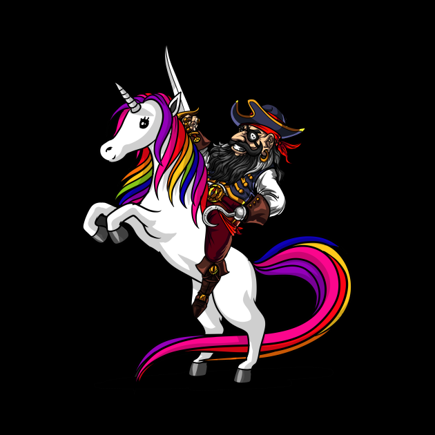 Pirate Captin Riding Magical Unicorn Funny - Pirate Riding Unicorn ...