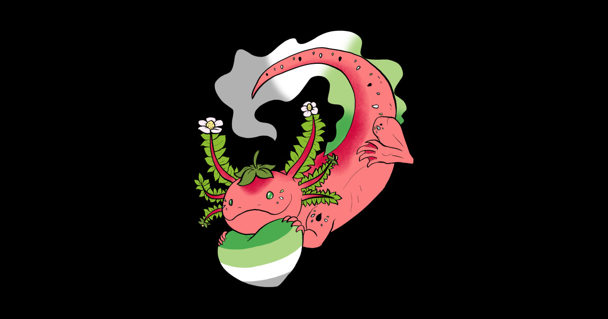 Aro Strawberry Axolotl - Aro - Sticker | TeePublic