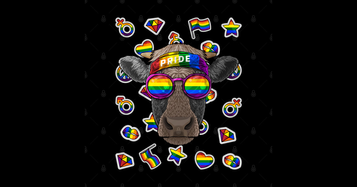 LGBT Cow Gay Pride Month Farm Animal Rainbow Lesbian - Gay Cow - Magnet ...