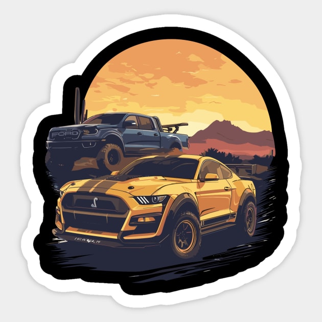 Ford Mustang & Ranger Raptor - Tshirtdesign - Sticker | TeePublic