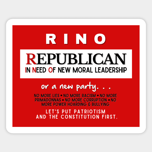 RINO- Republican In Need Of New Leadership - Republican - Sticker ...